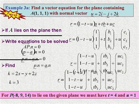 THE VECTOR EQUATION OF A PLANE Parametric Form