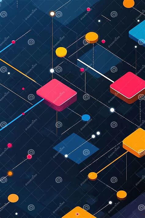 A Colorful 3d Isometric Map With Dynamic Network Lines Illustrating Spatial Data Flow Stock
