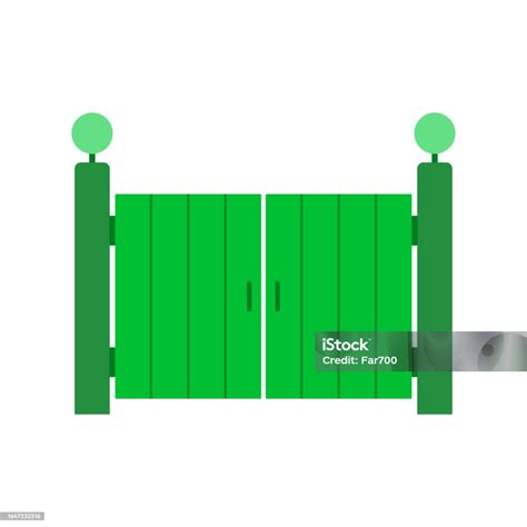 게이트 아이콘입니다 컬러 실루엣 정면도 벡터 간단한 평면 그래픽 그림입니다 흰색 배경에 격리된 개체입니다 격리 녹색에 대한 스톡