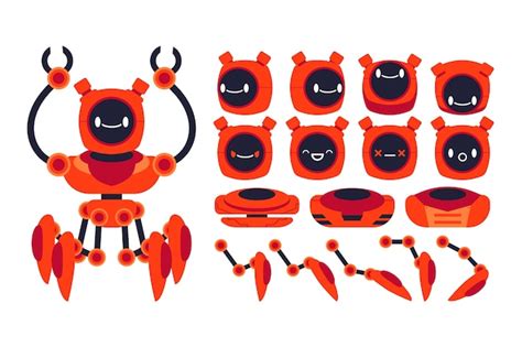 Free Vector Robot Character Constructor Set Illustration