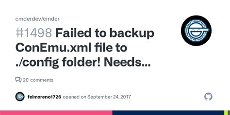failed to backup conemu xml file to config folder needs admin