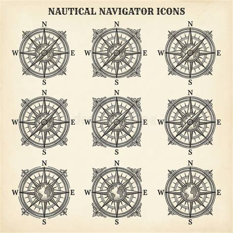 A Professional Collection Of Black And White Compass Icons Style
