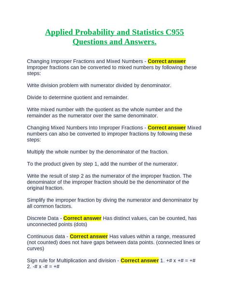 Applied Probability And Statistics C Questions And Answers Exams Probability And