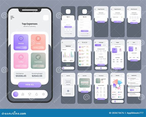 Mobile App Ui Kits With Different Gui Layout Including Sign In Sign Up