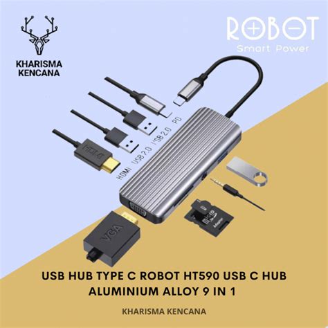kabel and konektor usb hub type c robot ht590 usb c hub aluminium alloy