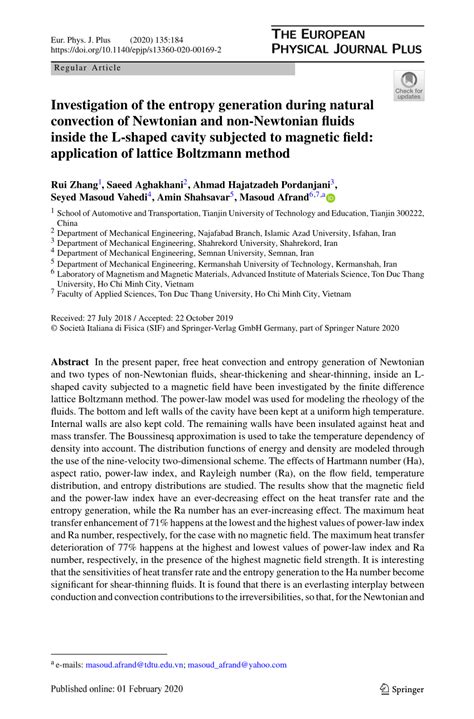 Pdf Investigation Of The Entropy Generation During Natural Convection