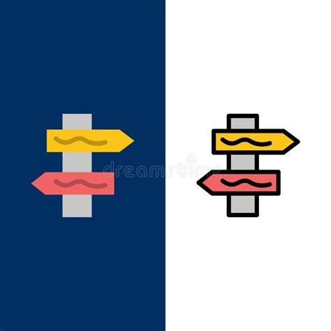 Index Navigation Road Icons Flat And Line Filled Icon Set Vector