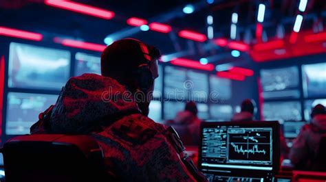 High Tech Command Center With Glowing World Map Stock Image Image Of