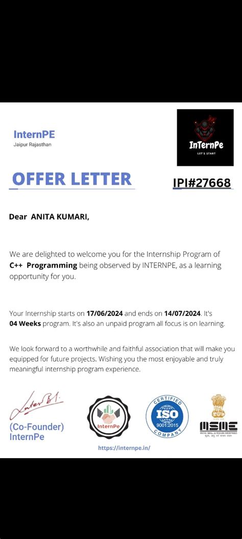 Anita Kumari On Linkedin Internpe