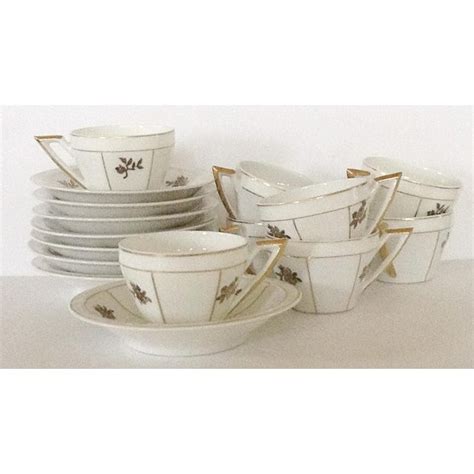 Art Deco Cups And Saucers Set Of 8 Chairish