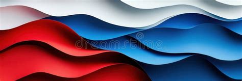 Dynamic Layered Waves In Red Blue And White Showcasing National Pride And Artistic Movement