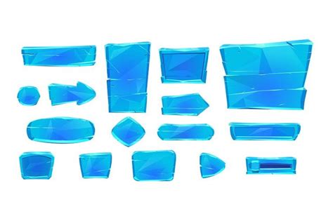 Ice Game Buttons And Cartoon Iced Menu Design Elements