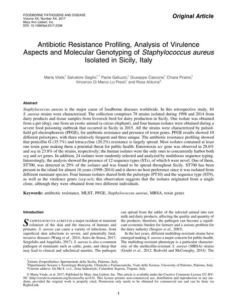 Pdf Antibiotic Resistance Profiling Analysis Of Virulence Aspects And Molecular Genotyping Of