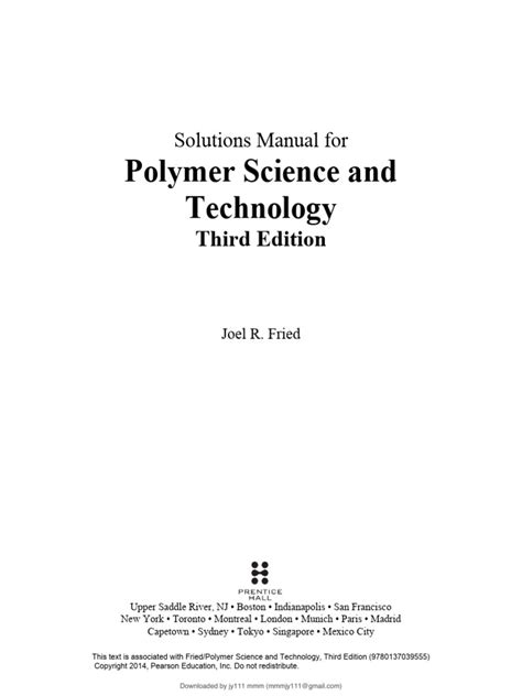 고분자공학개론솔루션3판 Joel R Fried Pdf Copolymer Polymerization
