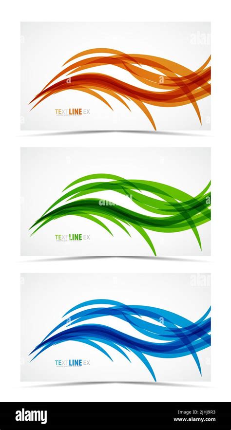 Abstract Flowing Wave Lines Design Elements And Background Set