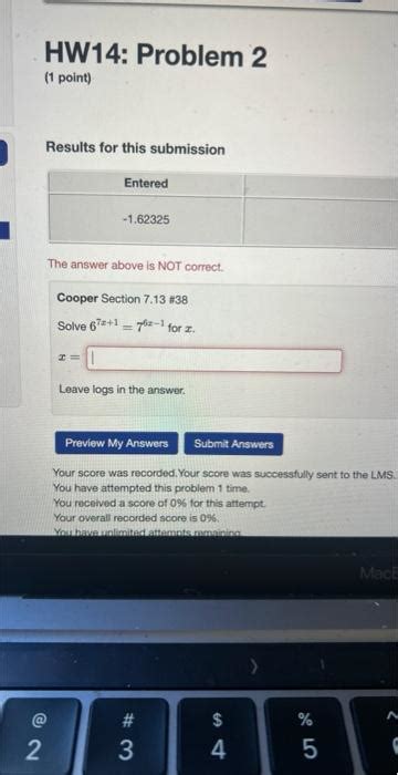 Solved HW14 Problem 2 1 Point Results For This Submission Chegg Com