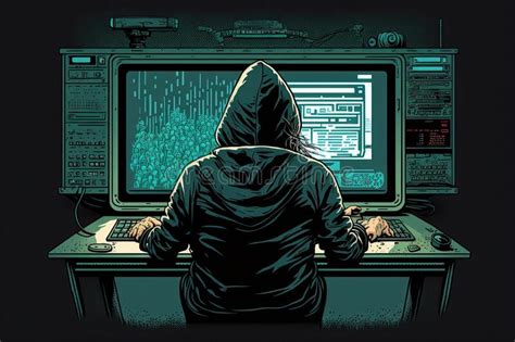 Young Male Hacker Looking At Screen Generative Ai Stock Illustration Illustration Of Hack