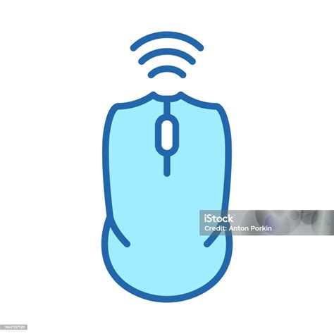 컴퓨터 마우스 컬러 라인 아이콘입니다 Pc 무선 도구 선형 픽토그램 커서 포인터 스크롤 윤곽선 기호를 클릭합니다 무선 기술 컴퓨터 장비 편집 가능한 획 고립된 벡터 그림