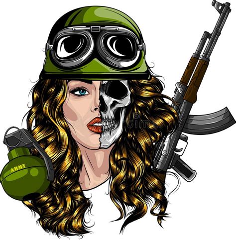 Army Girl With Assault Rifle Vector Stock Vector Illustration Of Battlefield Action 274759707