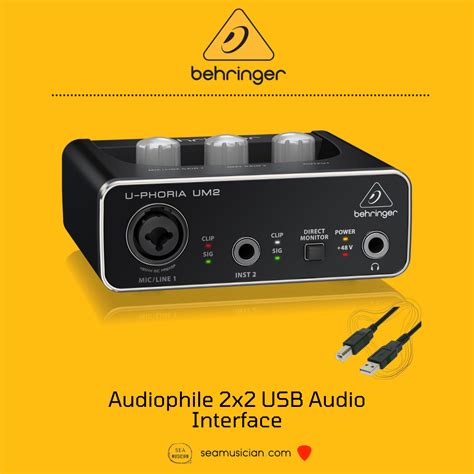Behringer U Phoria Um2 Usb Audio Interface With Xenyx Mic Preamps Digital Audio Workstation