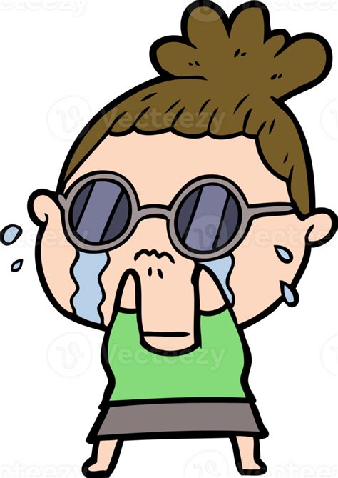 Cartoon Crying Woman Wearing Sunglasses 42325670 Png