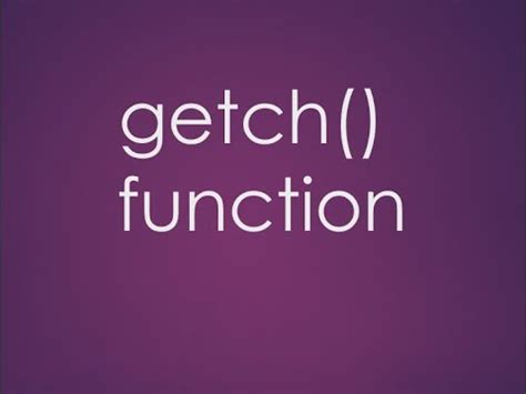 Project In C Tutorial Getch Function YouTube