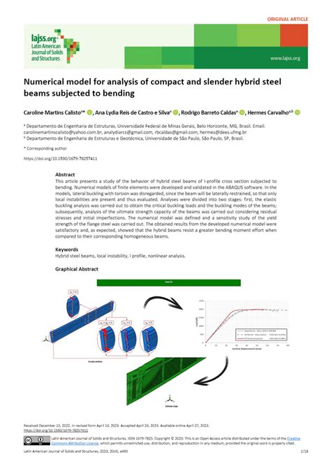 pdf numerical model for analysis of compact and slender hybrid steel