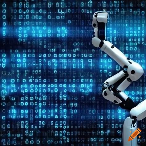 a futuristic dark blue binary code background with a robotic