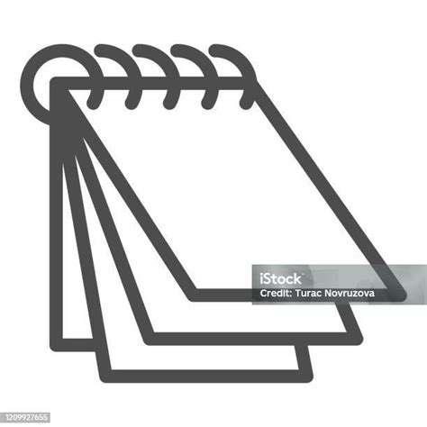 노트북 라인 아이콘입니다 나선형 스프링 기호메모장 흰색 배경에 윤곽선 스타일 그림 모바일 개념 및 웹 디자인에 대한 학교 또는 문구 항목 기호 벡터 그래픽 달력에 대한 스톡