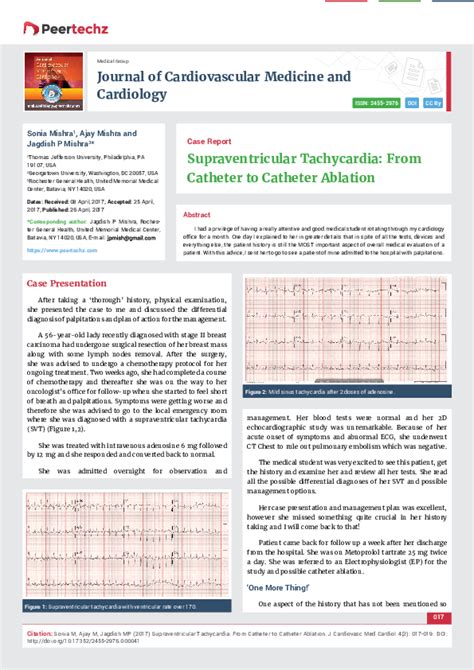Pdf Supraventricular Tachycardia From Catheter To Catheter Ablation Case Presentation