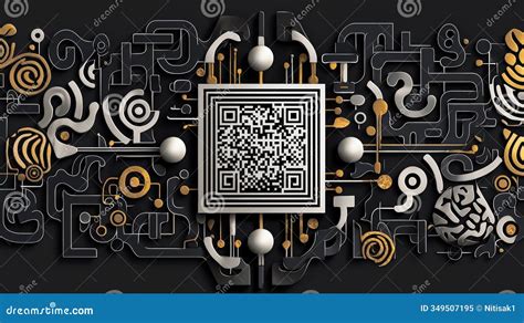 Abstract QR Code Art On A Dark Background Stock Illustration Illustration Of Design Intrigue