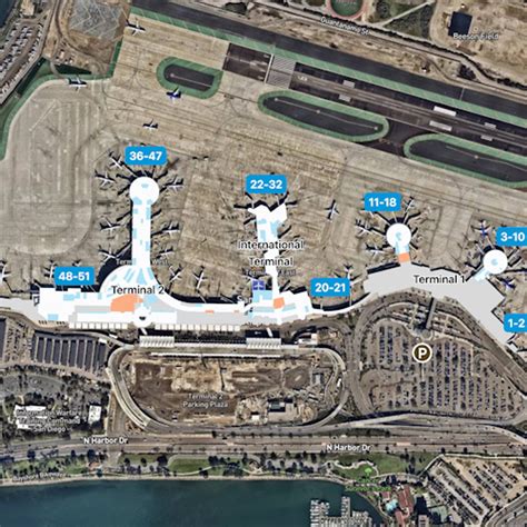 San Diego Airport Map Guide To Sans Terminals