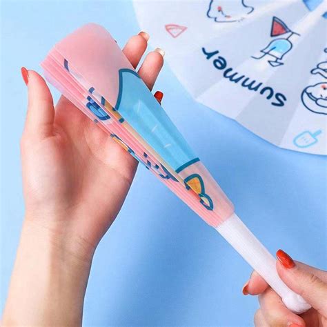 Cute Cartoon Folding Fan Ins Plastic Fan Hand Held Folding Fan Summer