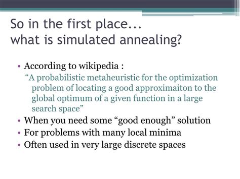 PPT Simulated Annealing PowerPoint Presentation Free Download ID