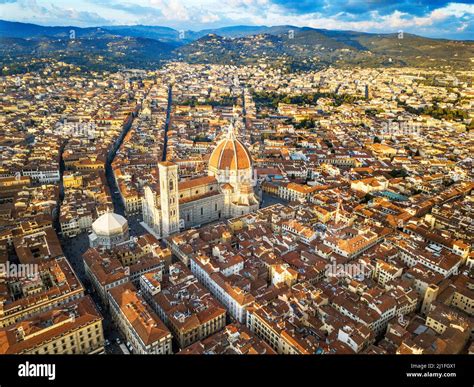 Aerial View Of Florence Cathedral View Of The Duomo With Its
