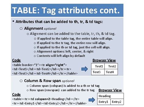What Is A TABLE The HTML Table Allows
