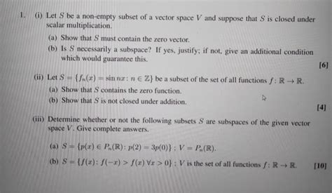 solved 1 i let s be a non empty subset of a vector space