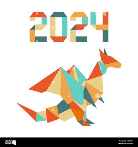 Happy New Year Vector Illustration Origami Symbol Of 2024 On Chinese