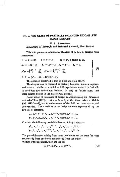On A New Class Of Partially Balanced Incomplete Block Designs H R