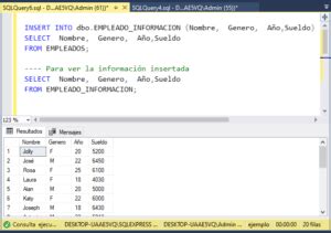 SQL INSERT INTO SELECT Ejemplo Sqlserverdb