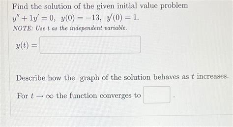 Solved Find the solution of the given initial value problem | Chegg.com