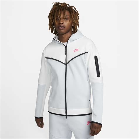 Buy Nike Sportswear Tech Fleece Mens Full Zip Hoodie Summit White Pure Platinum Hyper Pink