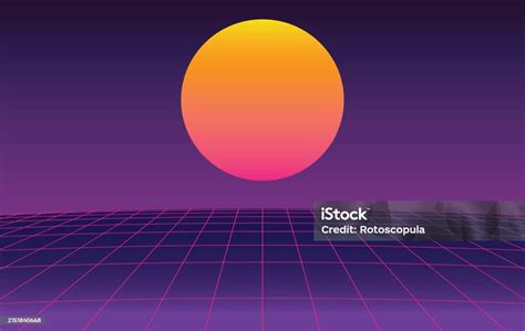 3d 추상 1980 년대 Retrowave 사이버 펑크 배경 복사 공간 네온 원근 격자 신스웨이브 스타일에 대한 스톡 벡터 아트 및 기타 이미지 Istock
