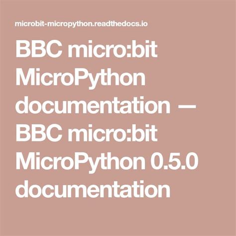 BBC Micro Bit MicroPython Documentation BBC Micro Bit MicroPython 0 5 0 Documentation