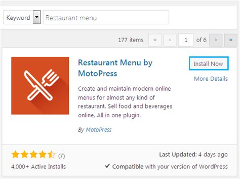 Restaurant Menu Plugin Overview Zemez Support