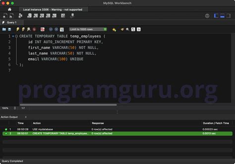 Mysql Temporary Table Statement