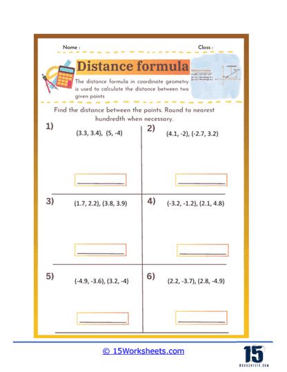 Distance Formula Worksheets Worksheets