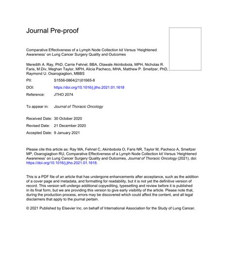 Pdf Comparative Effectiveness Of A Lymph Node Collection Kit Versus