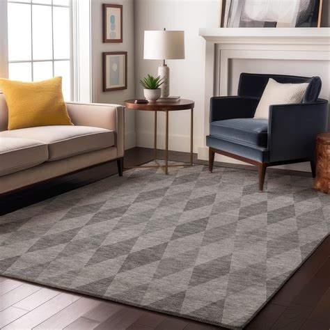 Addison Rugs Mayfield Washable Transitional Geometric Gray Rectangle