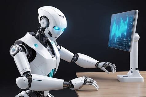 Premium Photo 3d Rendering Robot Working With Digital Display